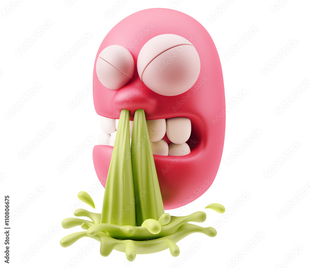 Blow Snot Emoticon Face. 3d Rendering. Stock Illustration | Adobe Stock