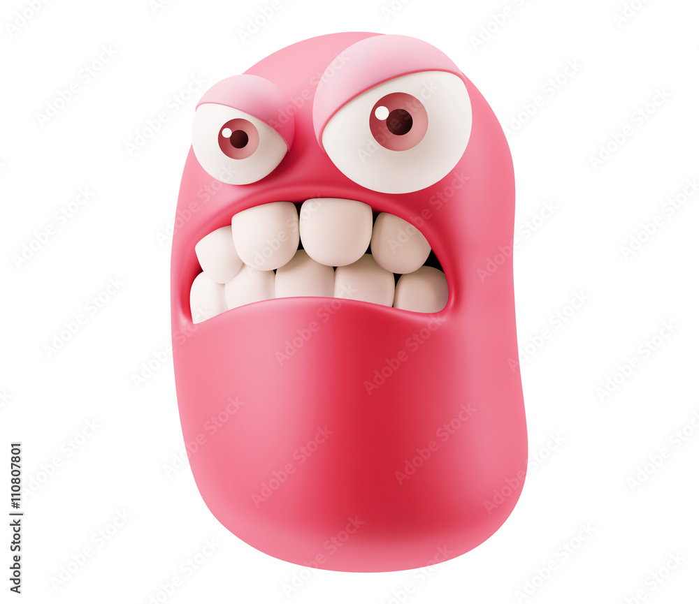 Angry Emoticon Face. 3d Rendering. Stock Illustration | Adobe Stock