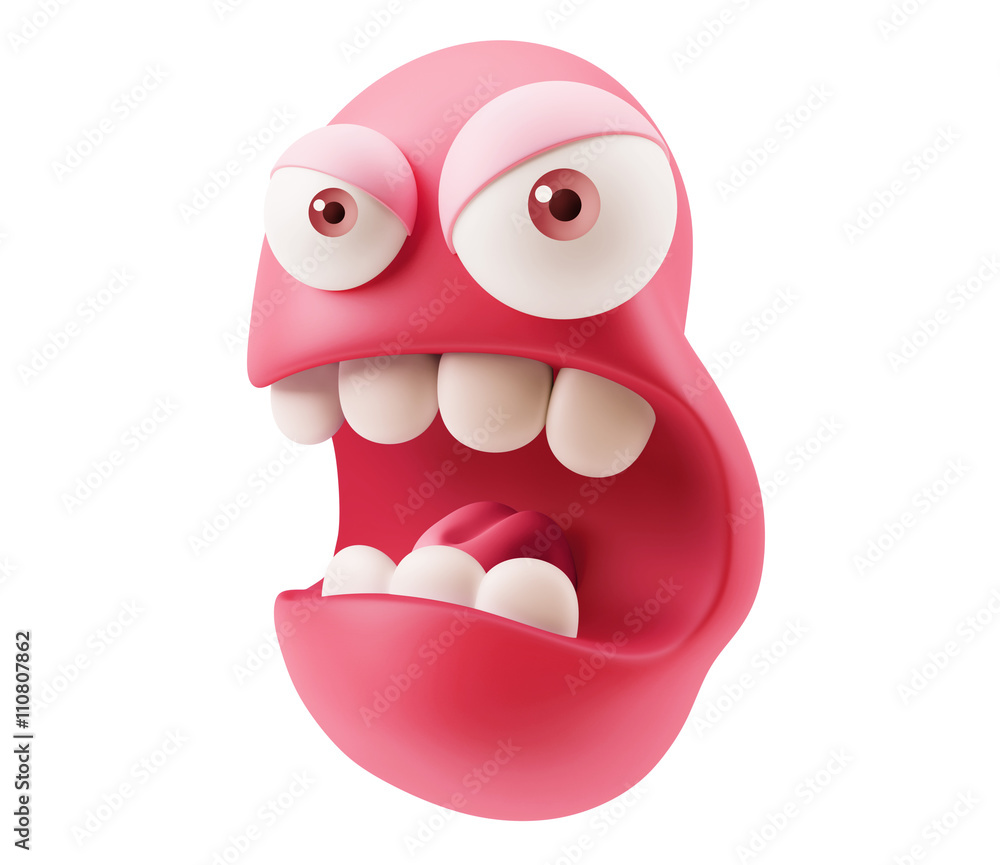 Angry Emoticon Face. 3d Rendering. Stock Illustration | Adobe Stock