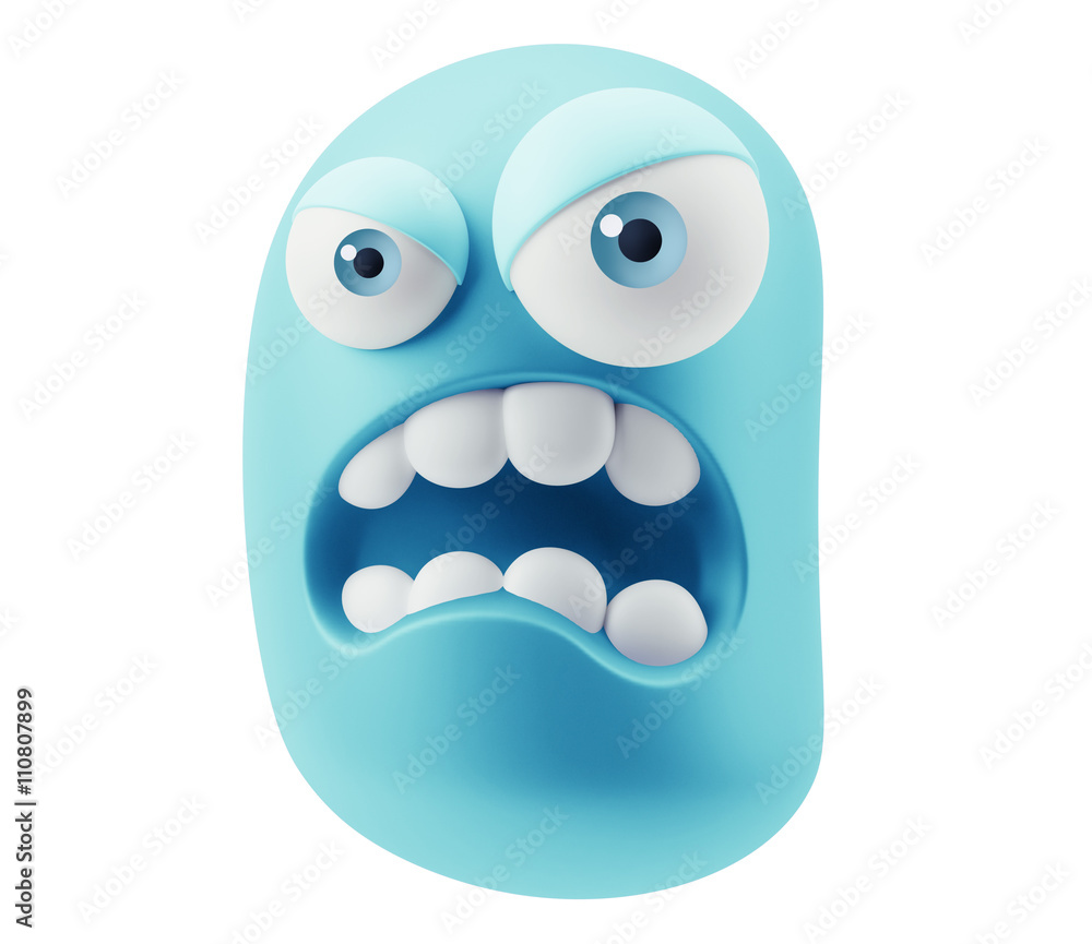 Angry Emoticon Face. 3d Rendering. Stock Illustration | Adobe Stock