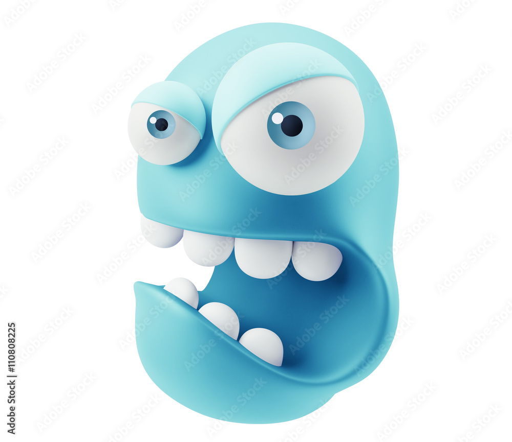 Mad Emoticon Character Face Expression. 3d Rendering. Stock ...