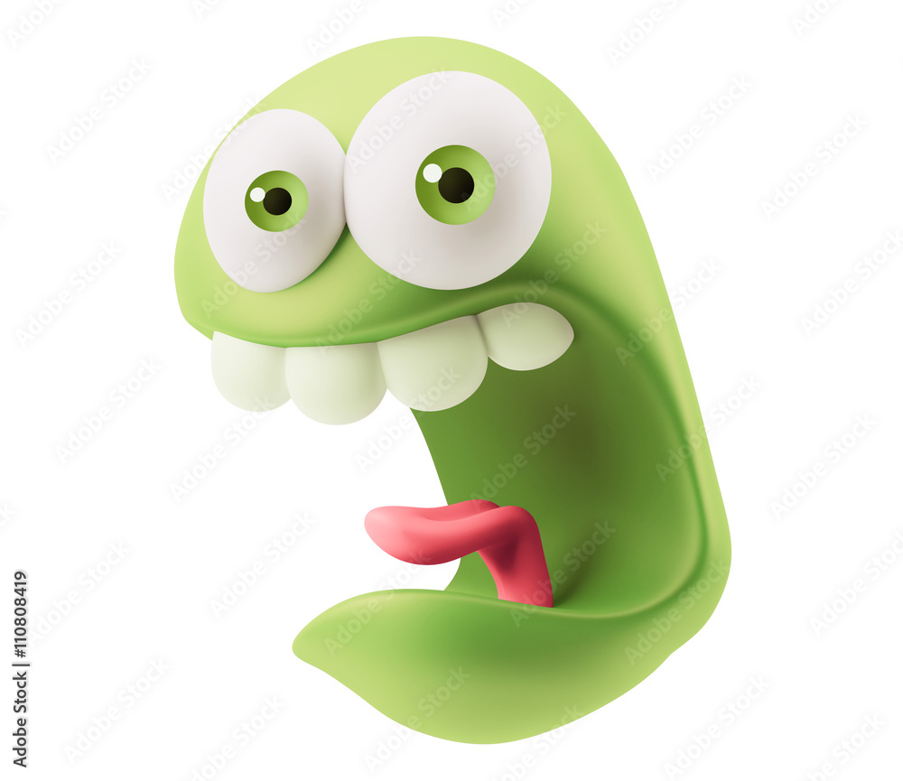 .Scared Emoticon Face. 3d Rendering. Stock Illustration | Adobe Stock