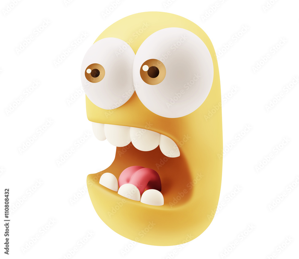 Surprised Emoticon Face. 3d Rendering. Stock Illustration | Adobe Stock