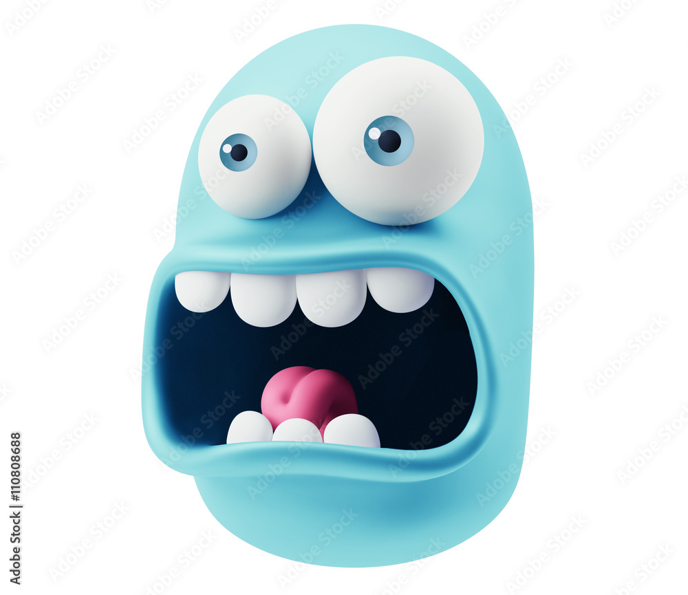 Scream Emoticon Character Face Expression. 3d Rendering. Stock ...