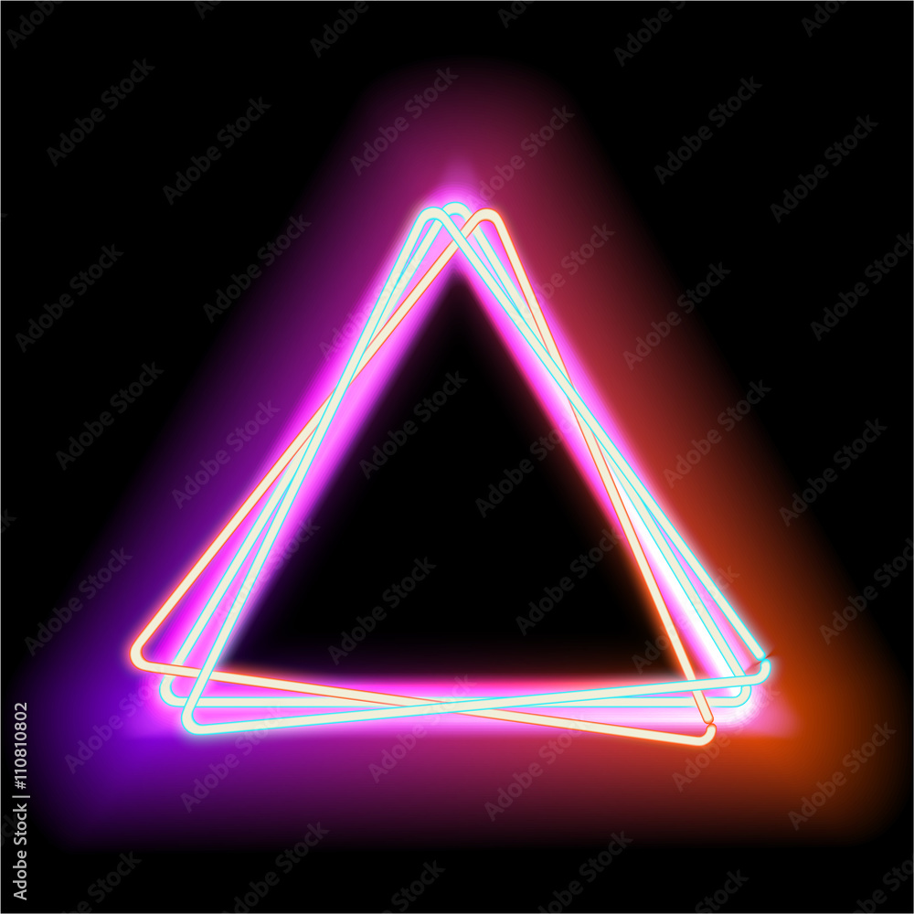 Vecteur Stock Neon triangle. Neon red light. Vector electric frame ...