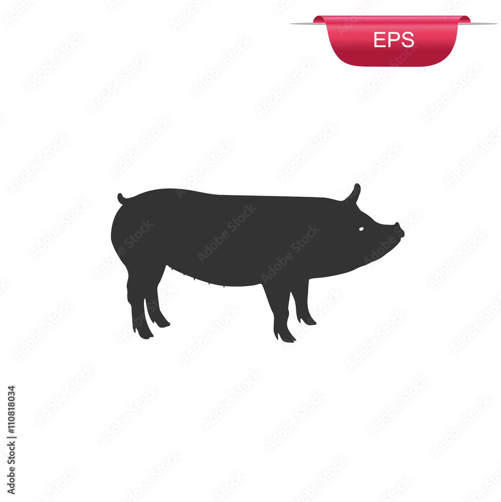pig, pork, meat, design element, vector illustration Stock Vector ...
