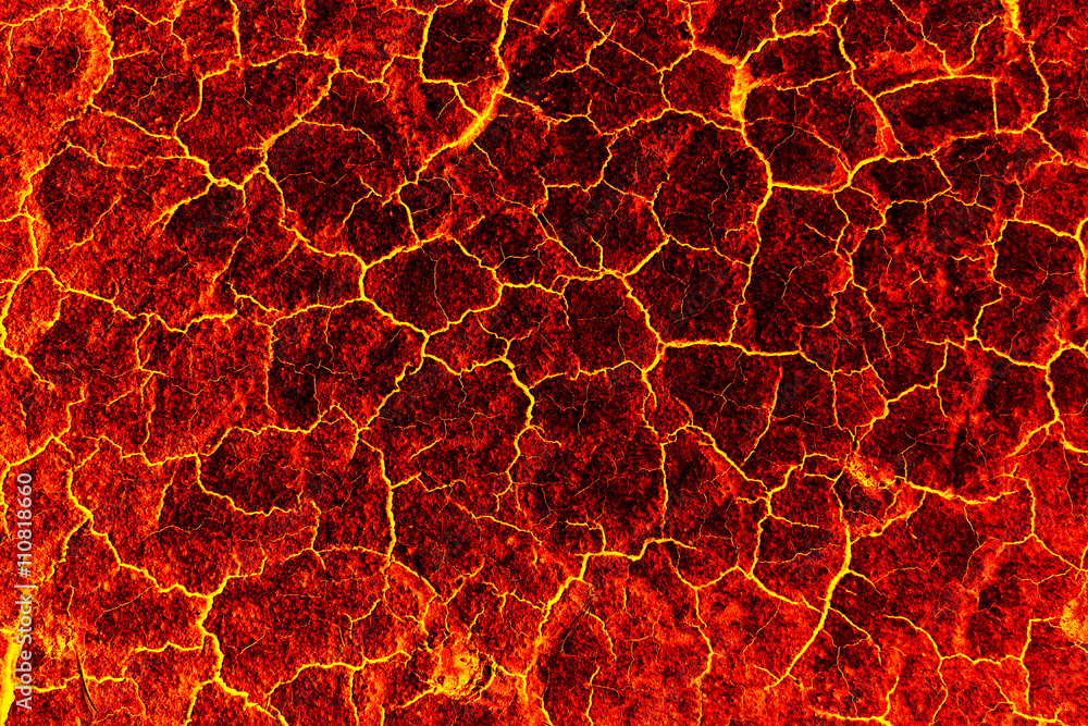 heat red cracked ground texture after eruption volcano Stock ...