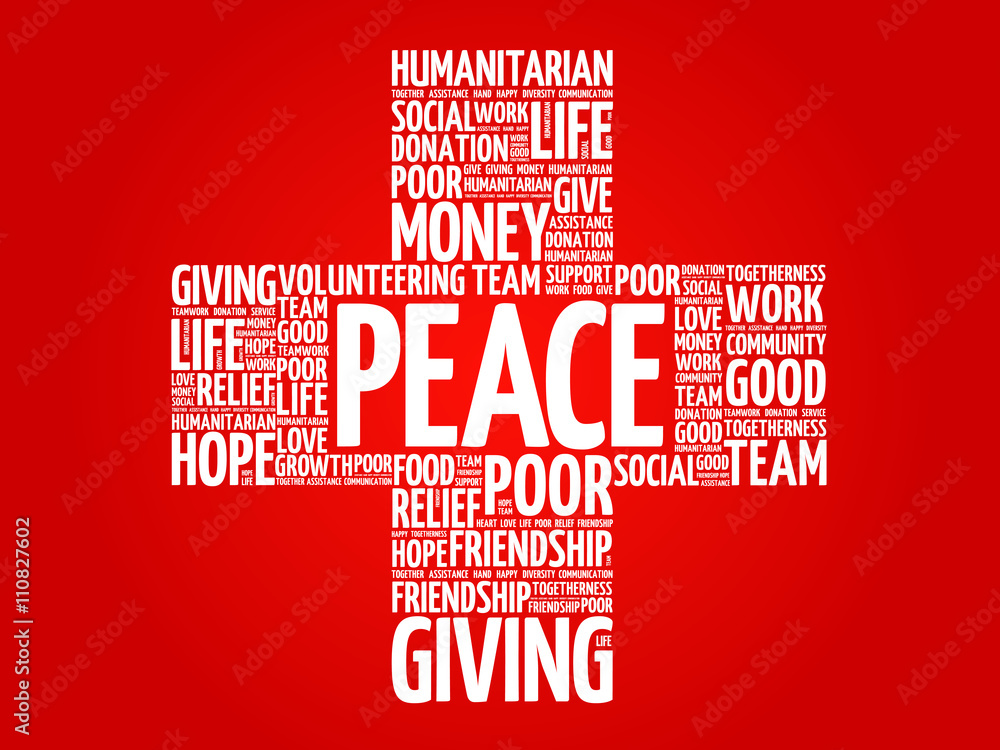 Peace word cloud collage, cross concept Stock Vector | Adobe Stock