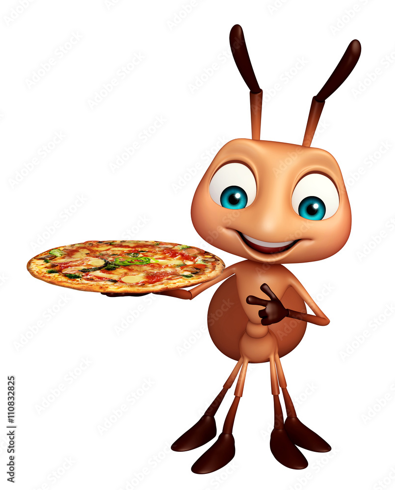 Ant cartoon character with pizza Stock Illustration | Adobe Stock