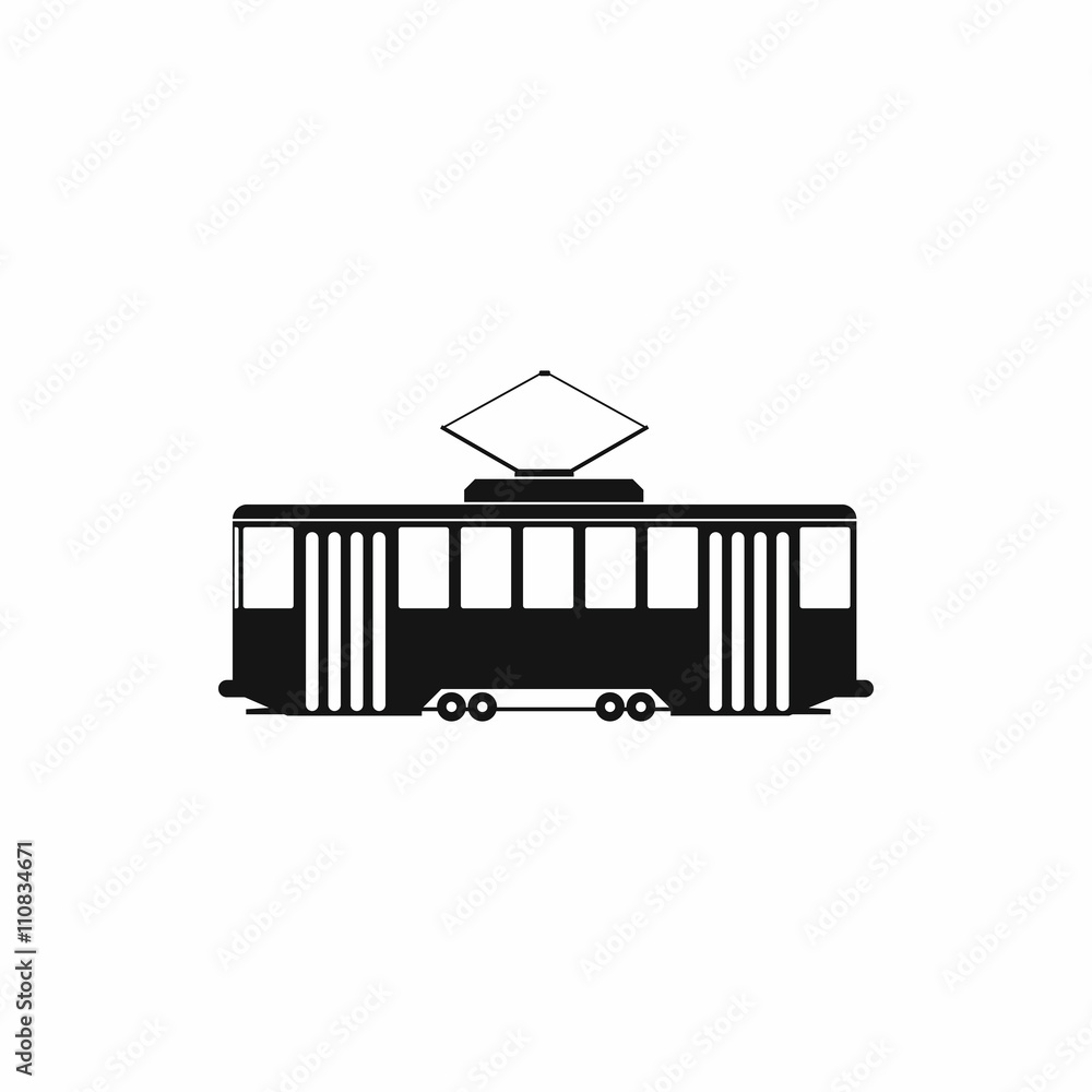 Tram icon in simple style Stock Vector | Adobe Stock