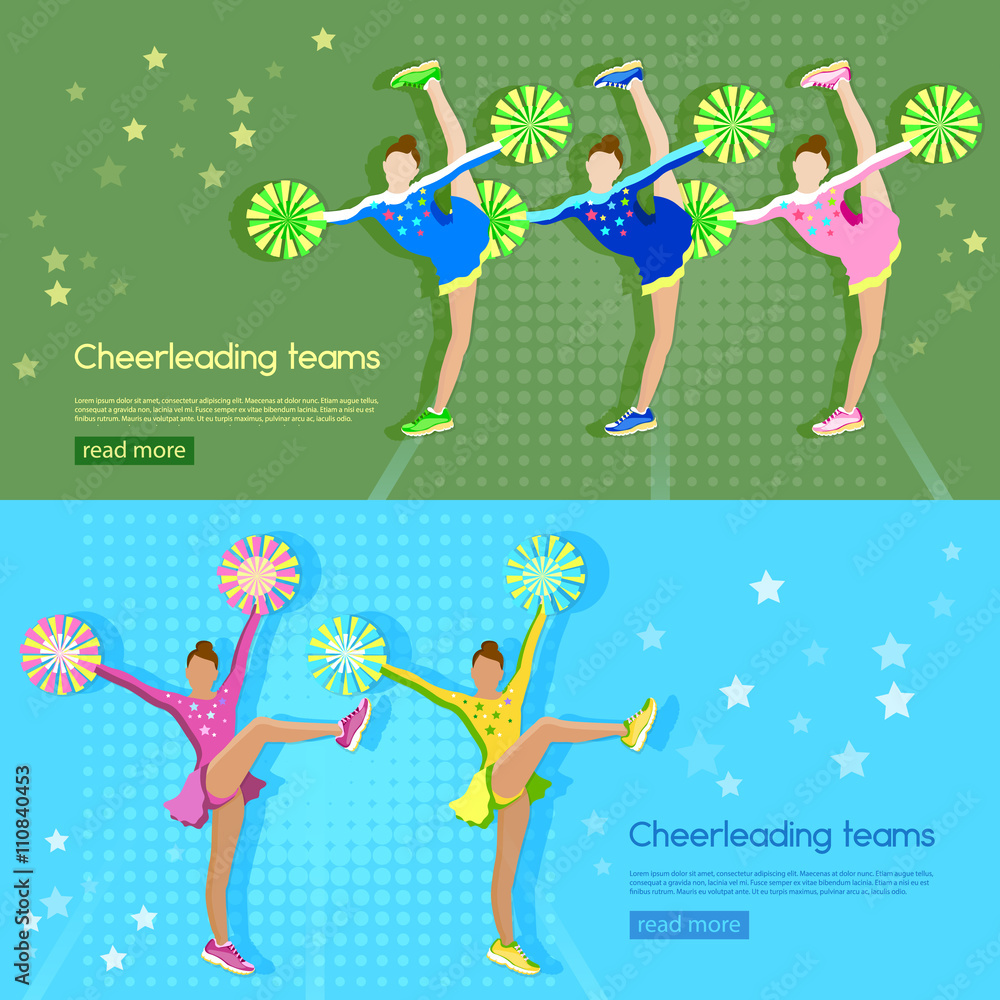 Cheerleading team banner girl cheerleaders dancing school sports Stock ...