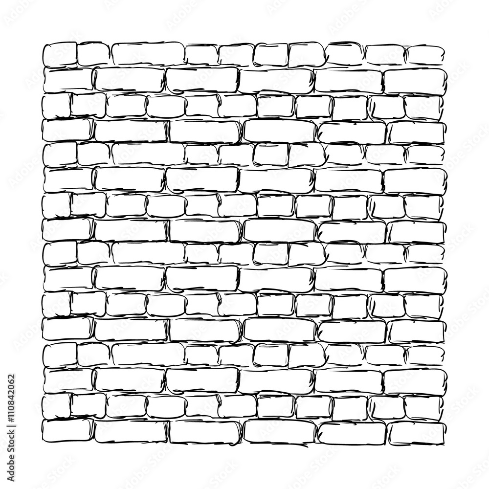 Brick wall sketch. Vector illustration. Stock Vector | Adobe Stock
