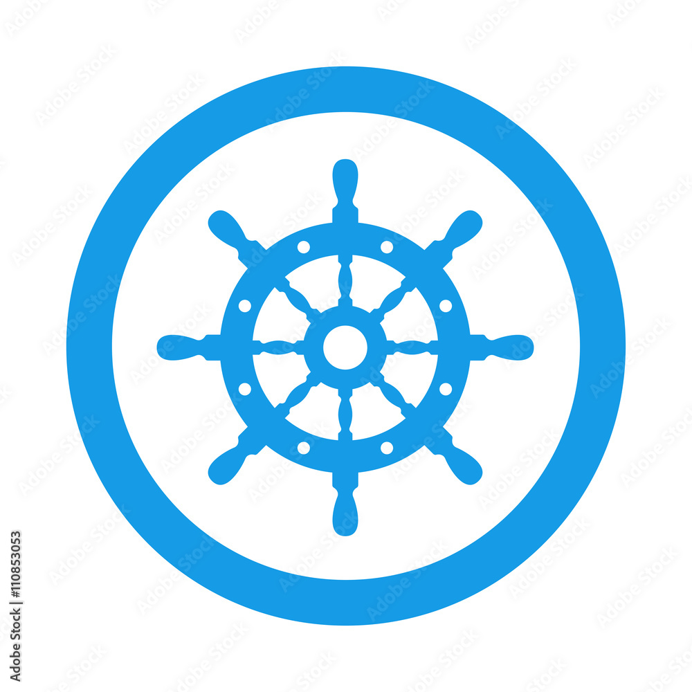 Icono plano timón de barco en circulo color azul Stock Illustration ...