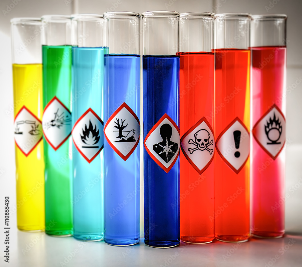Poster Aligned Chemical Danger pictograms - Serious Health Hazard ...