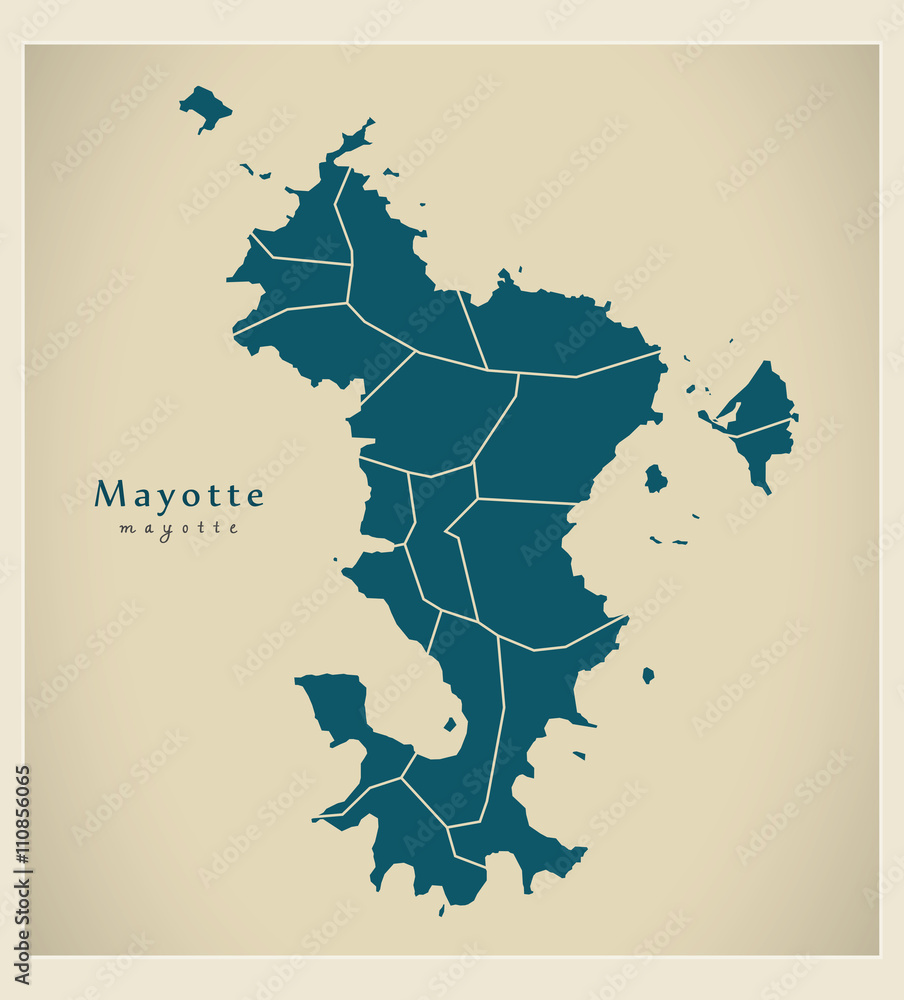 Modern Map - Mayotte with communes YT Stock Vector | Adobe Stock