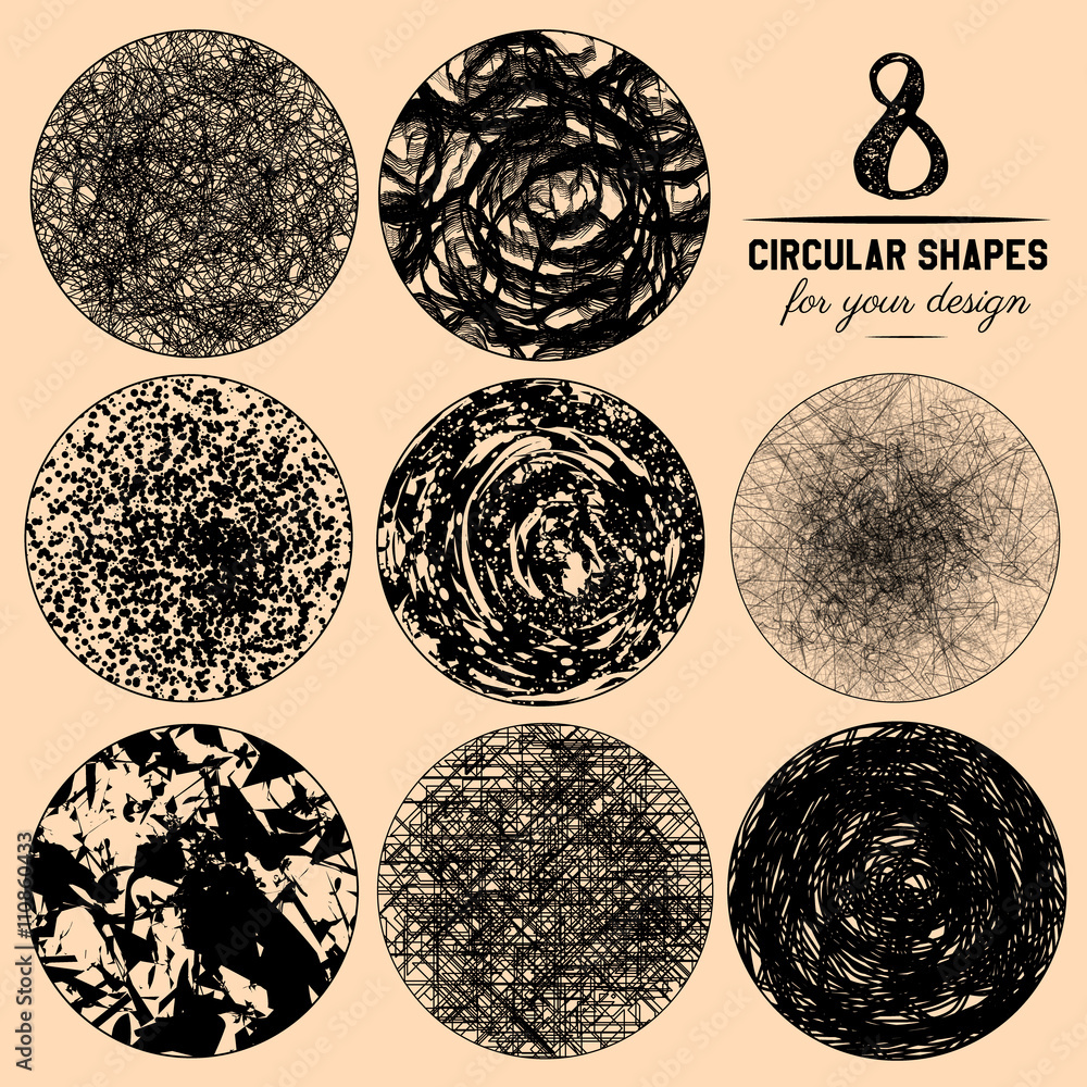 Set of eight circular design elements. Round shape for your design ...