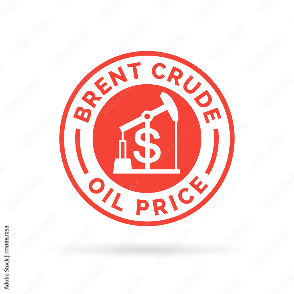Price of brent crude oil icon stamp with red oil pump symbol and dollar ...