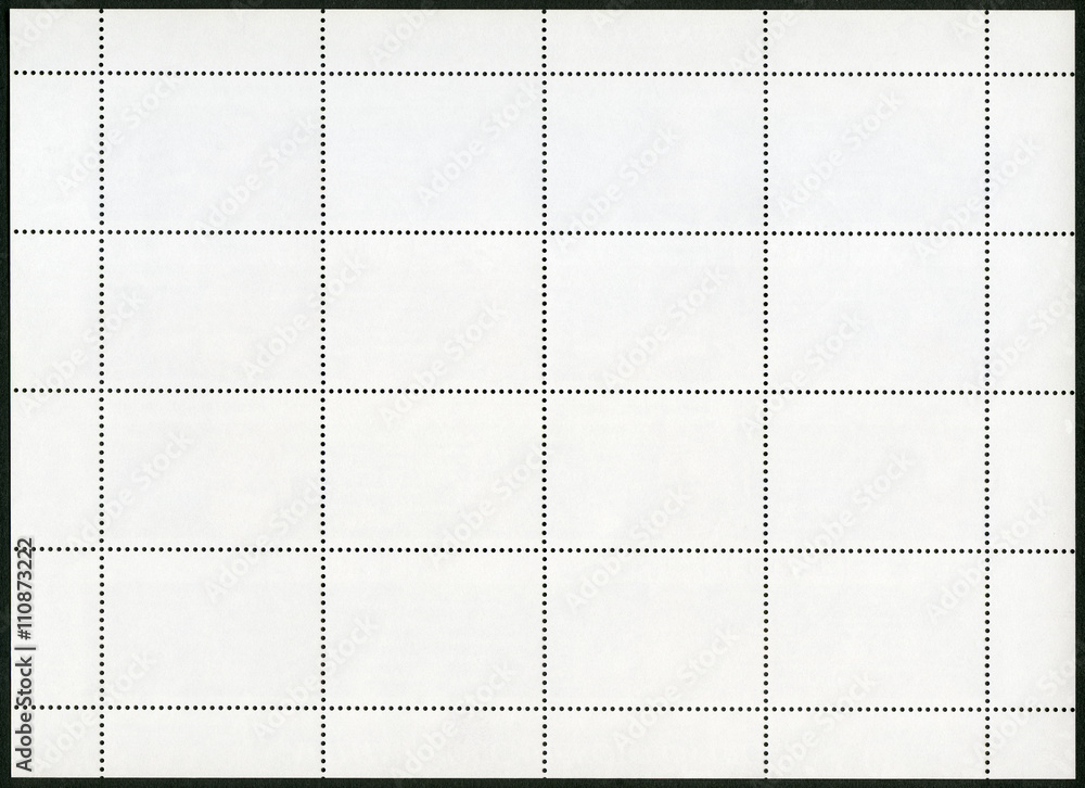 Blank postage stamp sheet on black background Stock Photo | Adobe Stock