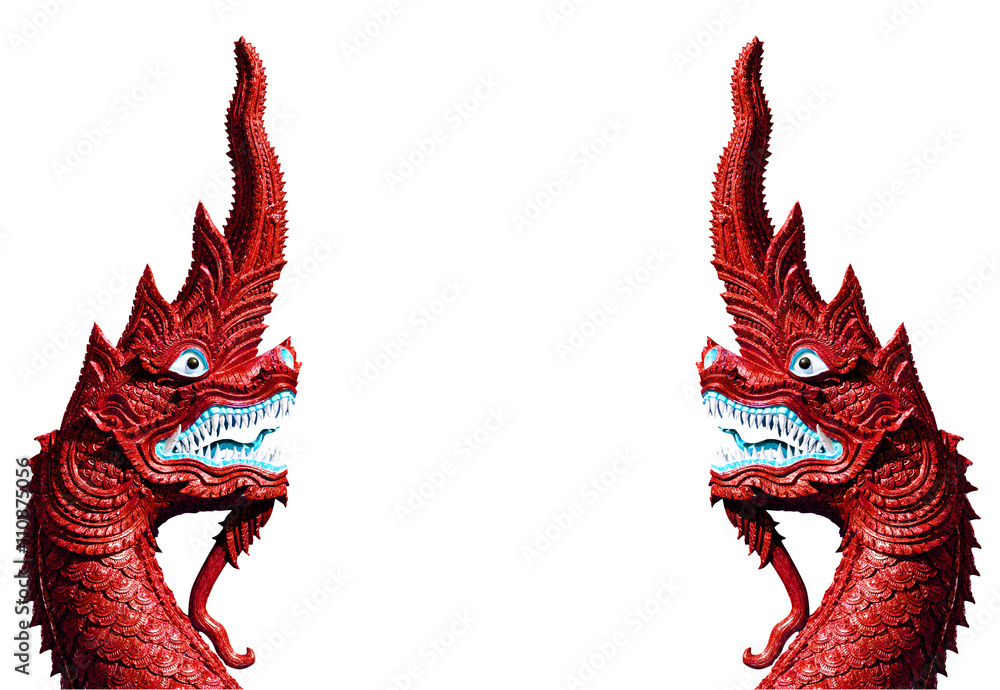 serpent king, king of naga, great naga statue - isolated on white Stock ...