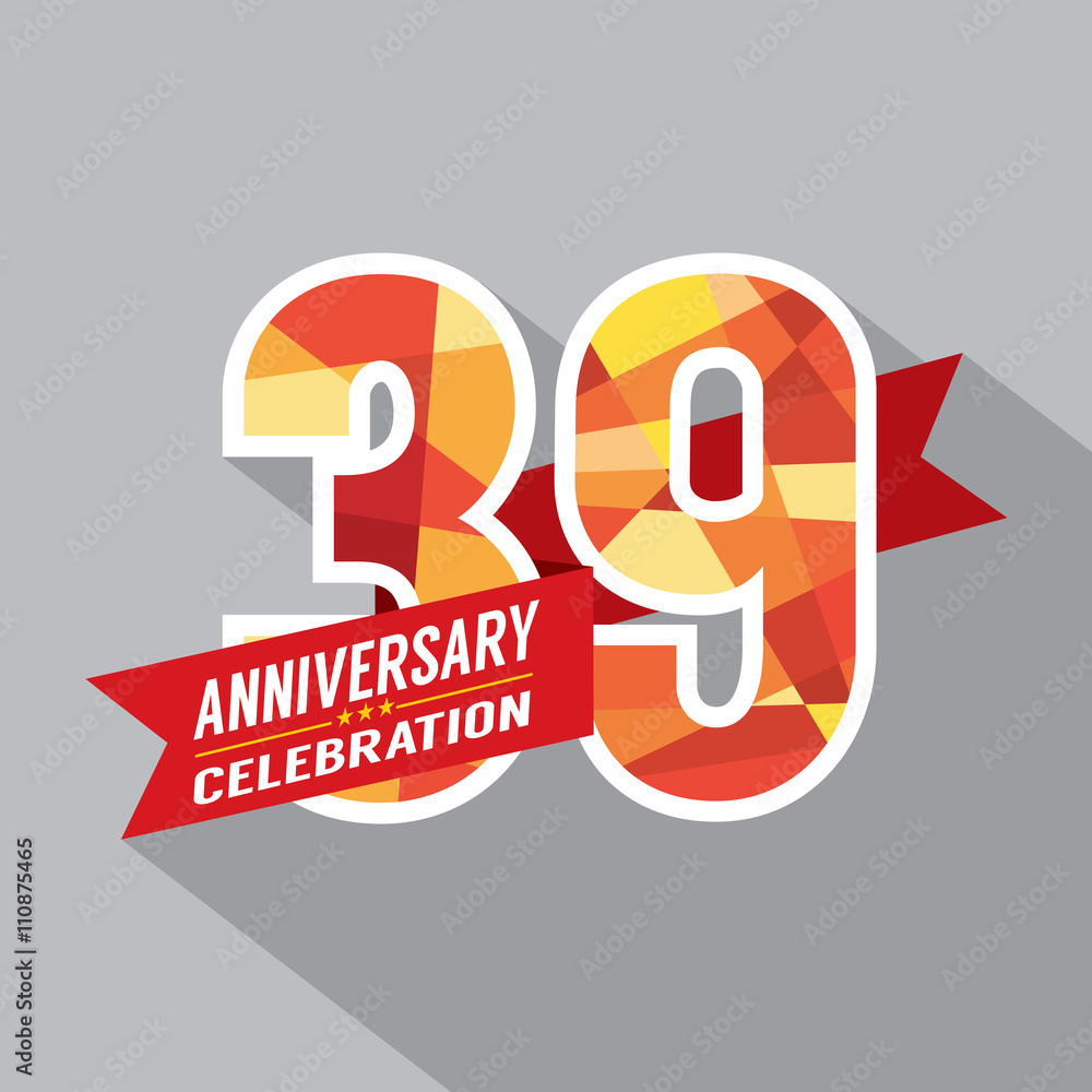 39th Years Anniversary Celebration Design. Stock Vector | Adobe Stock