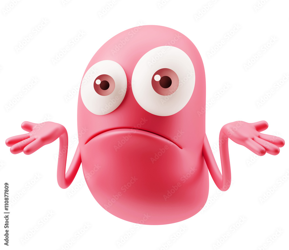 I don't know Emoticon Face. 3d Rendering. Stock Illustration | Adobe Stock