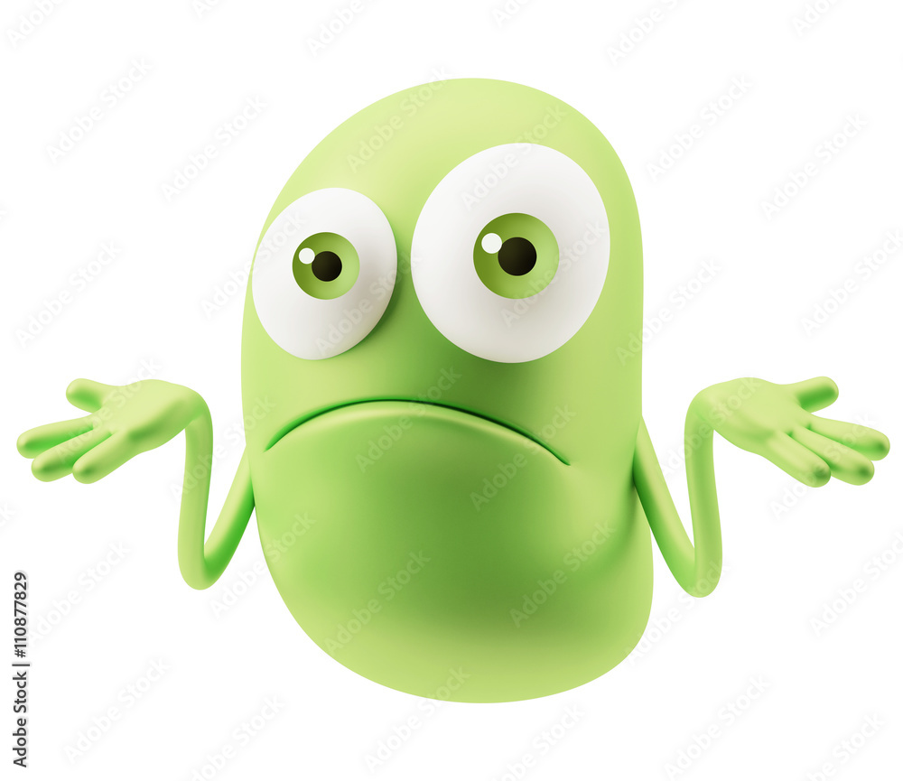 Shrug Emoticon Character Face Expression. 3d Rendering. Stock ...