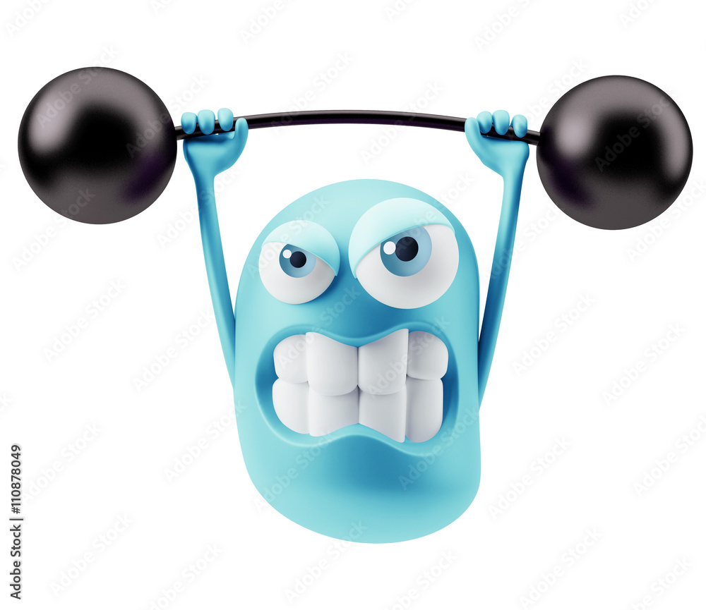 Strength Emoji Cartoon. 3d Rendering. Stock Illustration | Adobe Stock