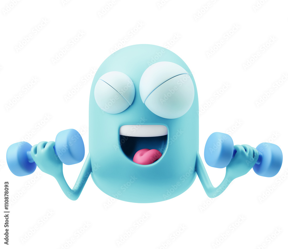 Strength Emoji Cartoon. 3d Rendering. Stock Illustration | Adobe Stock