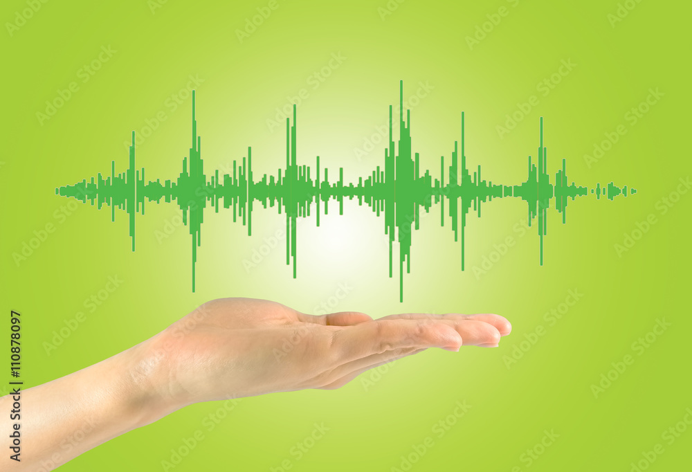 Musical waves in a man's hand Stock-Foto | Adobe Stock