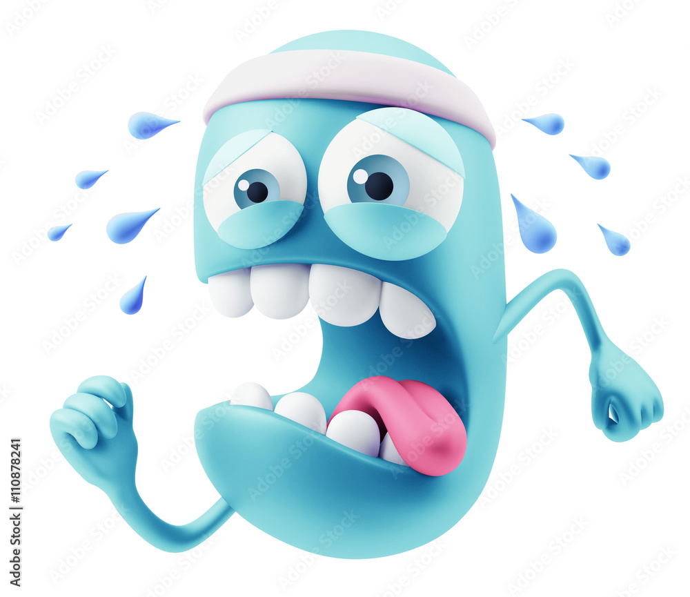 Fitness Emoticon Character Face Expression. 3d Rendering. Stock ...