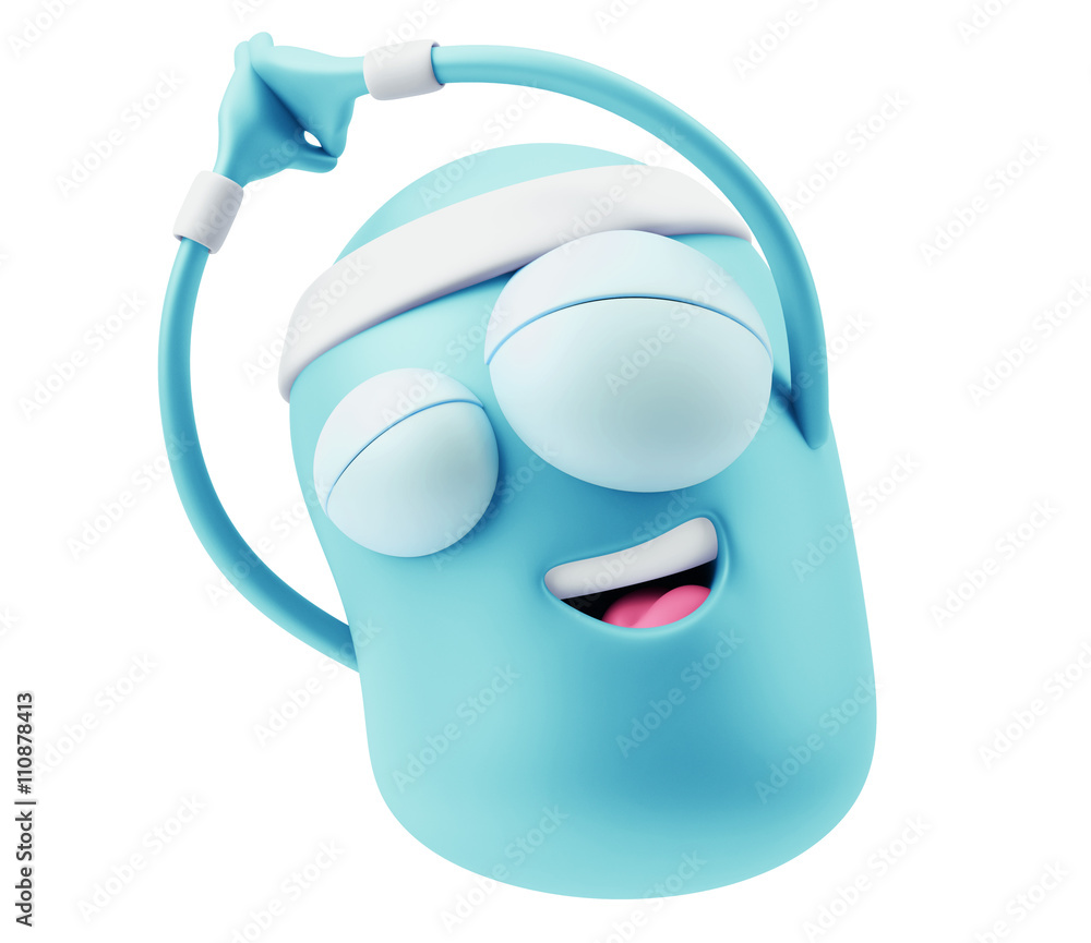 Stretching Emoticon Character Fitness. 3d Rendering. Stock Illustration ...