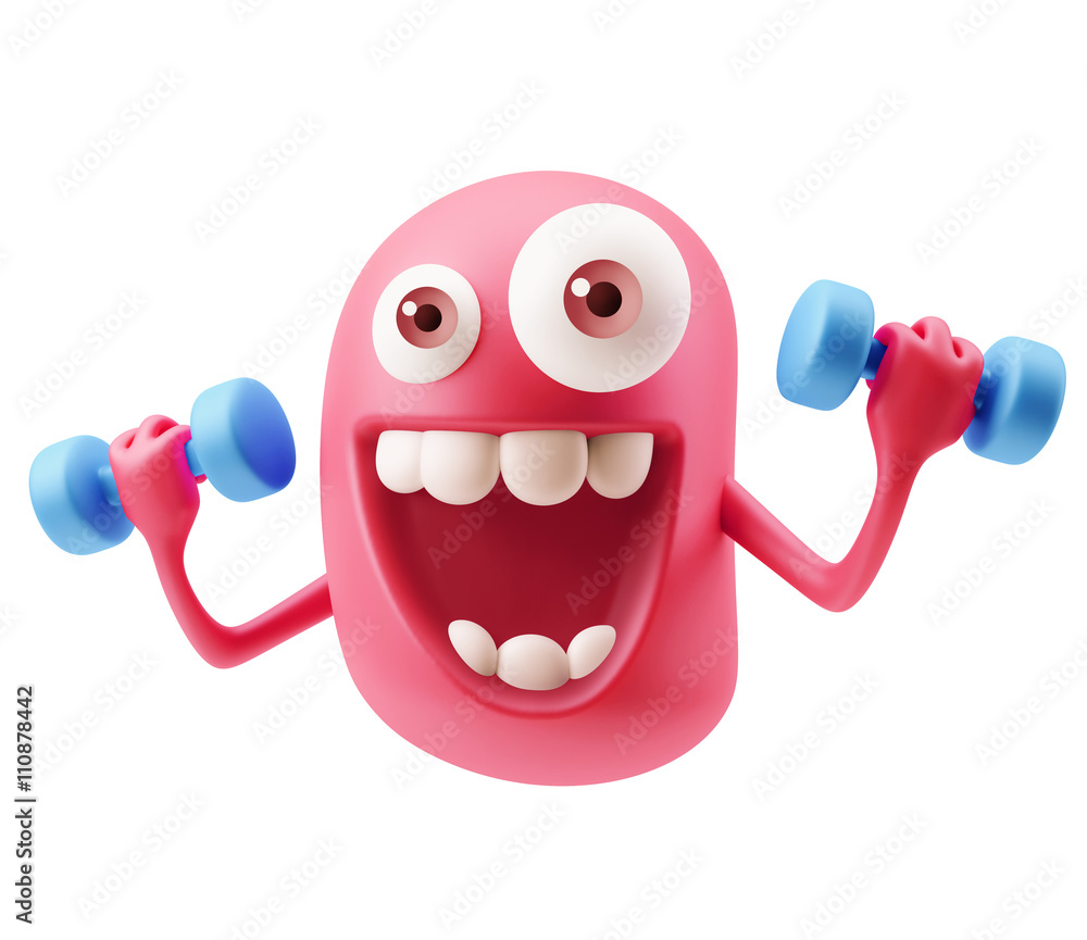 GYM Emoticon Face. 3d Rendering. Stock Illustration | Adobe Stock