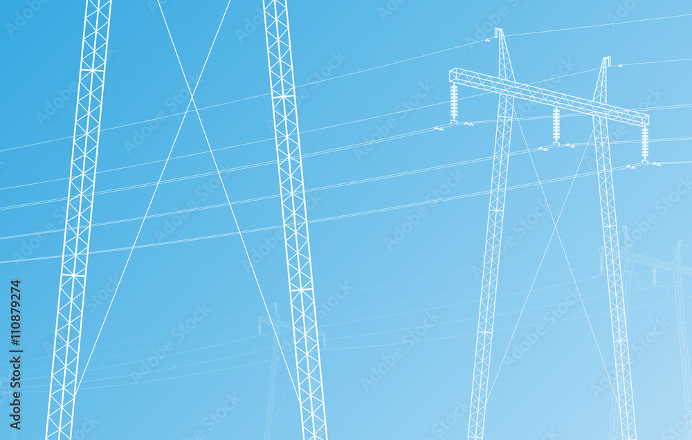 High voltage power line grid vector Stock Vector | Adobe Stock