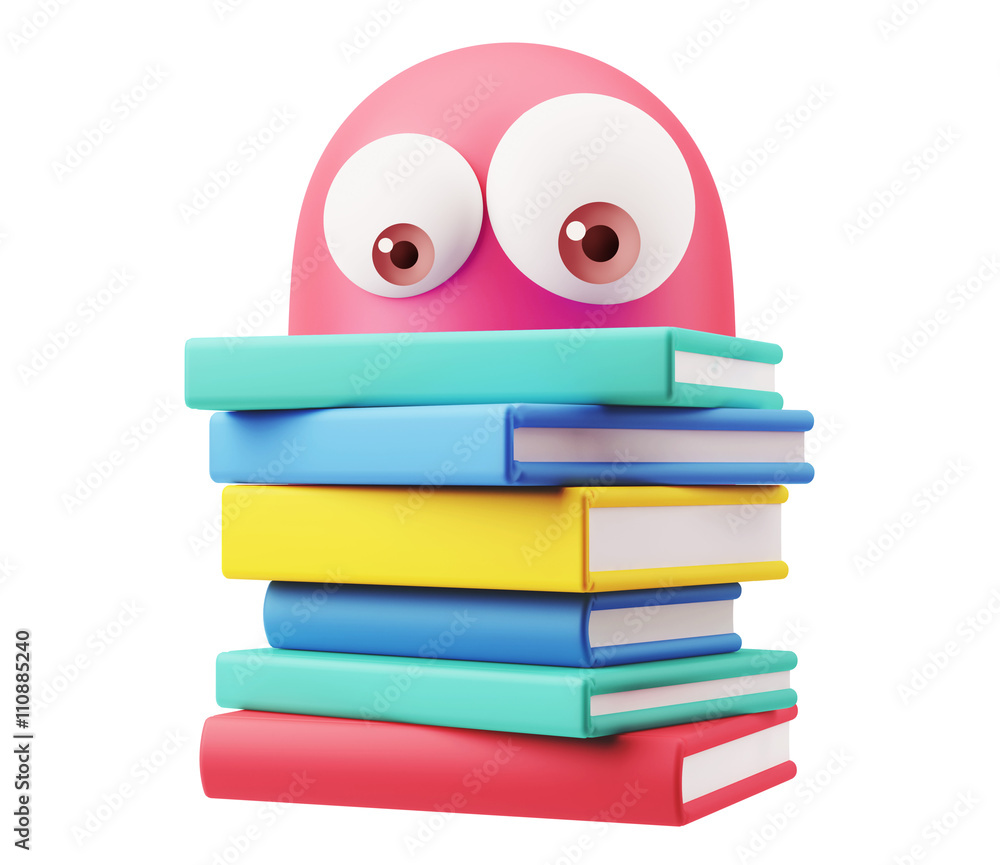 Studying Emoticon Character Face Expression. 3d Rendering. Stock ...