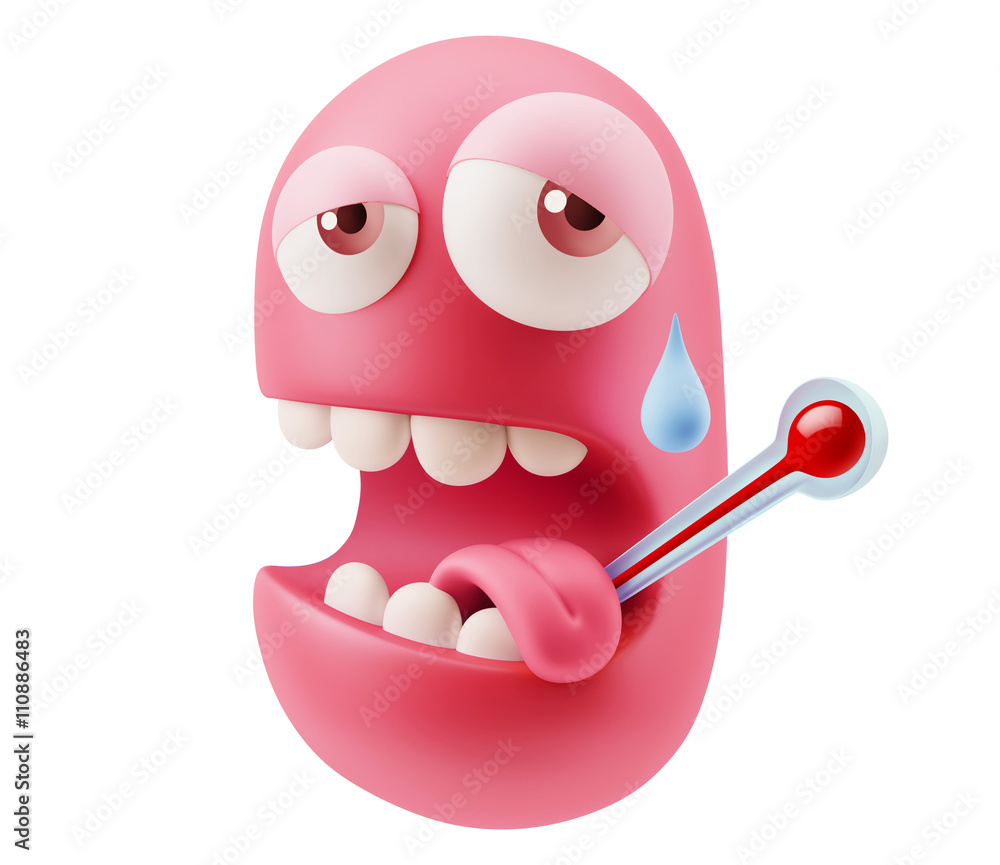 Sick Emoticon Face. 3d Rendering. Stock Illustration | Adobe Stock