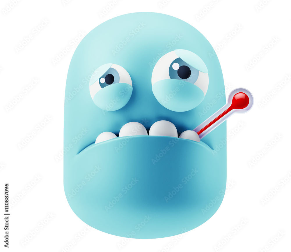 Sick Emoticon Face. 3d Rendering. Stock Illustration | Adobe Stock