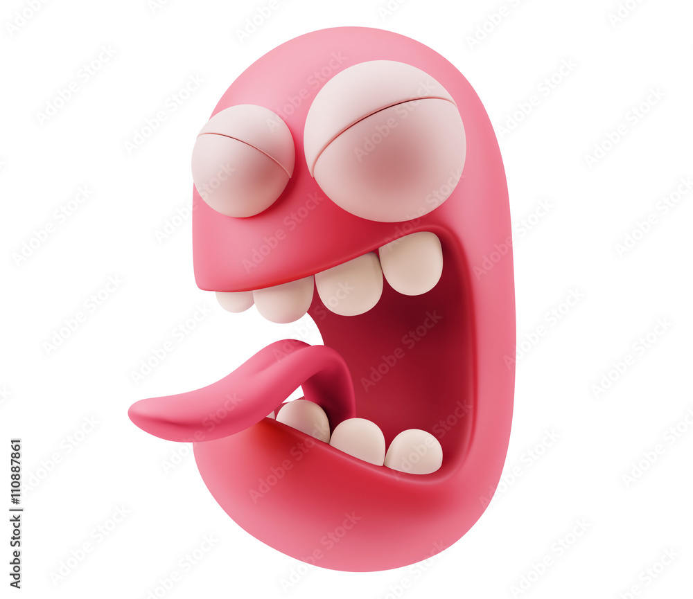 Disgust Emoticon Face. 3d Rendering. Stock Illustration | Adobe Stock