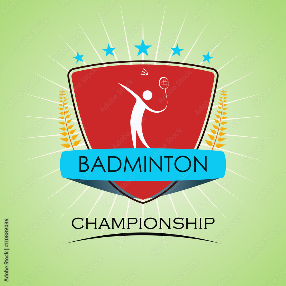 Vektorová grafika „Badminton - Winner Golden Laurel Seal with Golden ...