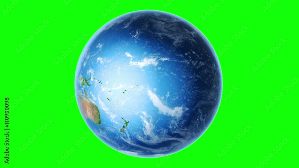 Earth Southern Hemisphere Rotating (Loop on Greenscreen). Globe is ...