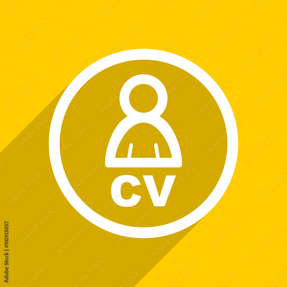 yellow flat design cv modern web icon for mobile app and internet Stock ...
