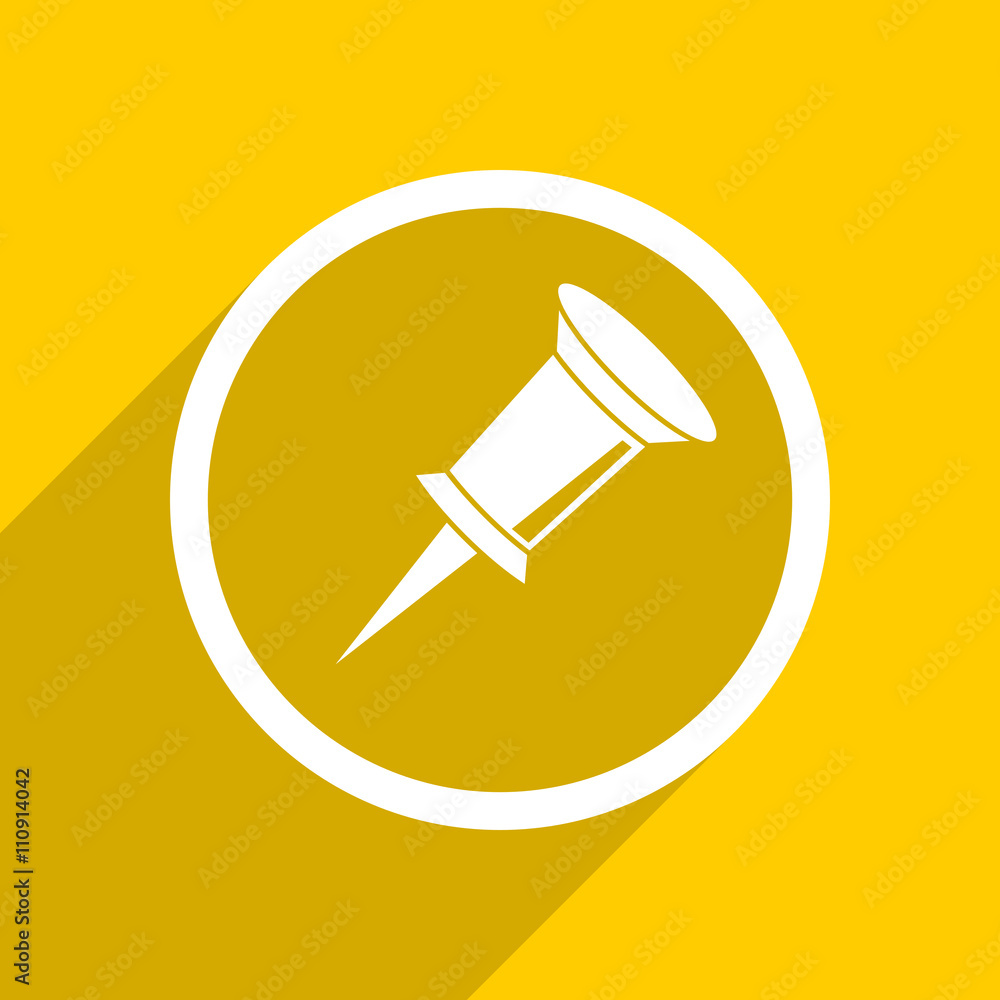 yellow flat design pin modern web icon for mobile app and internet ...