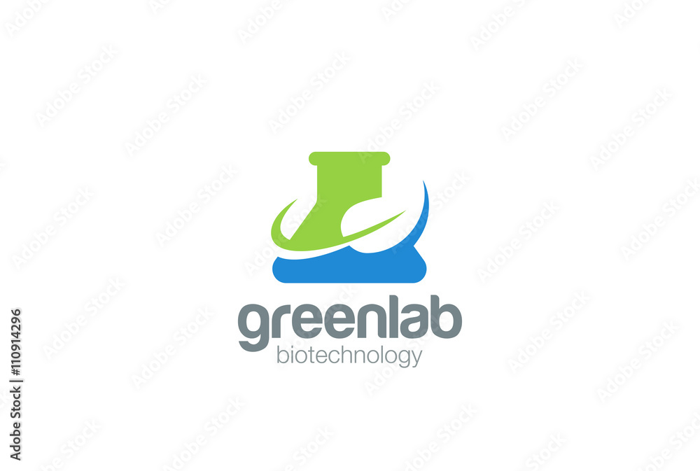 Organic Green Bio Lab Logo design vector template Negative space style ...