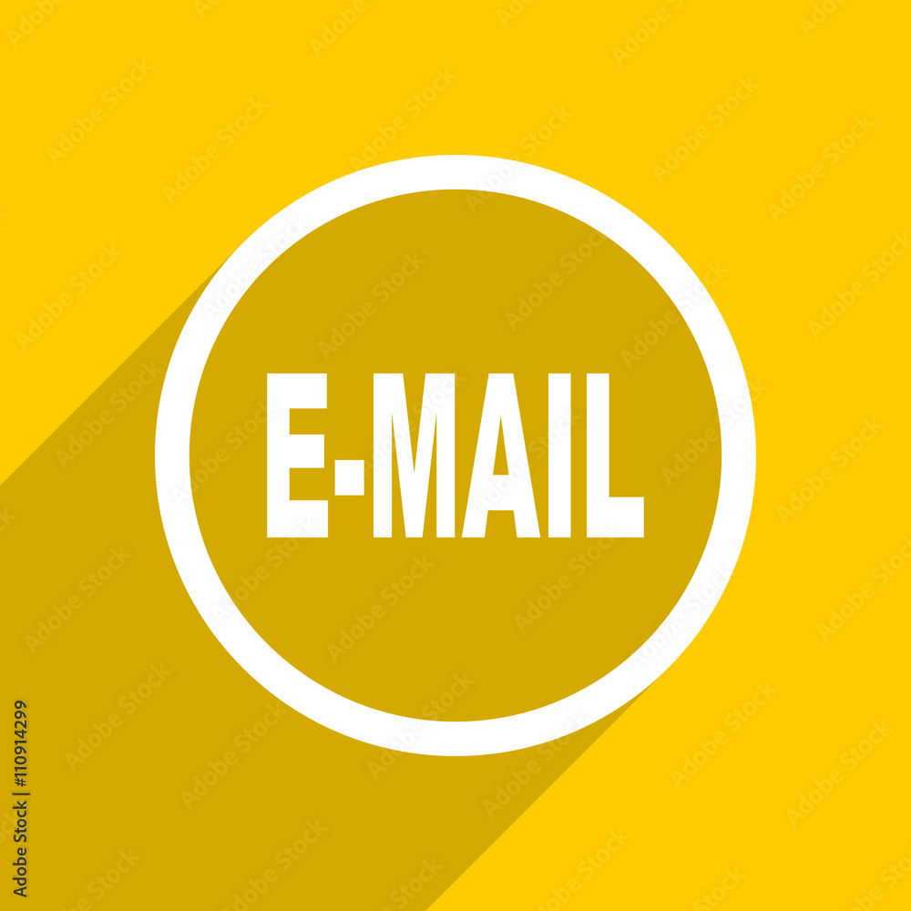yellow flat design email modern web icon for mobile app and internet ...