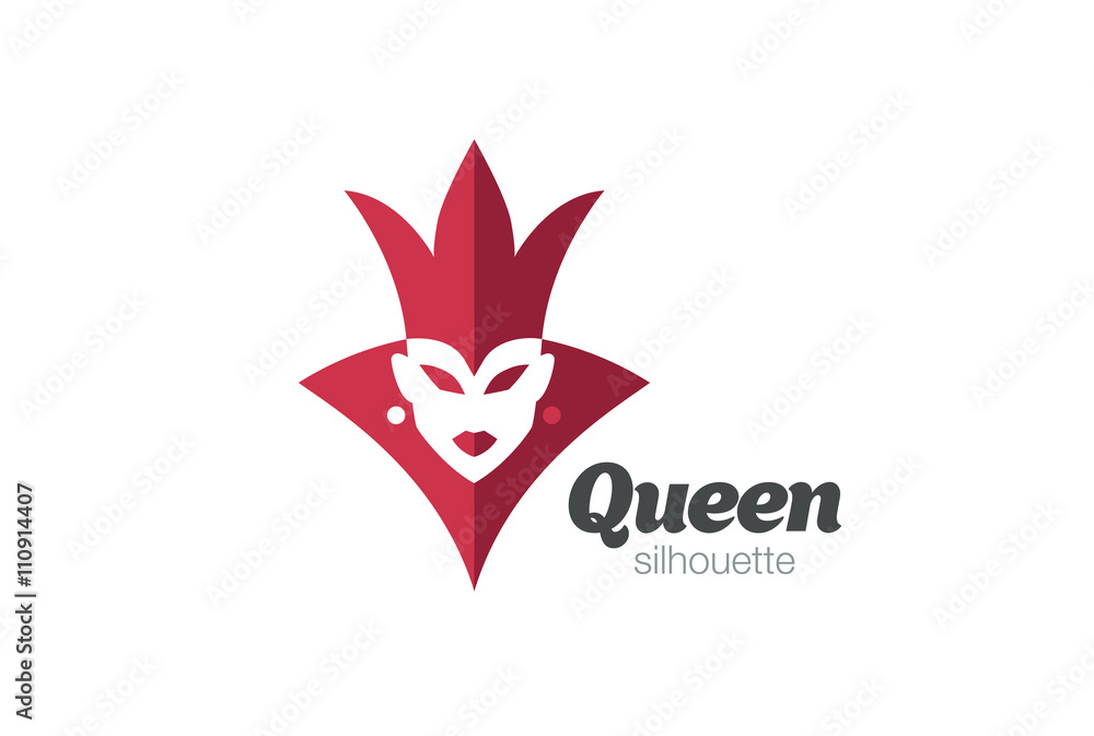 Royal Queen Woman silhouette Logo design vector template...Female Crown ...