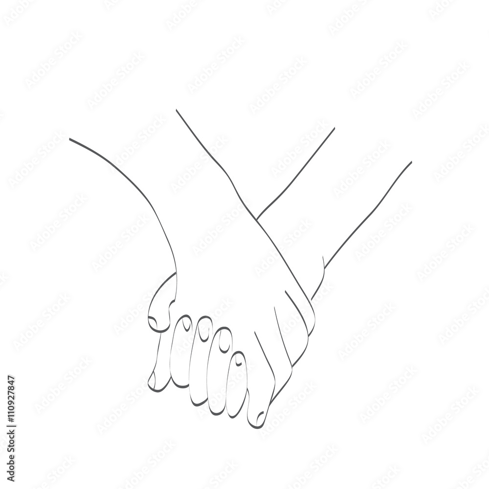 Hand holding together romantic lover drawing vector Stock Vector ...