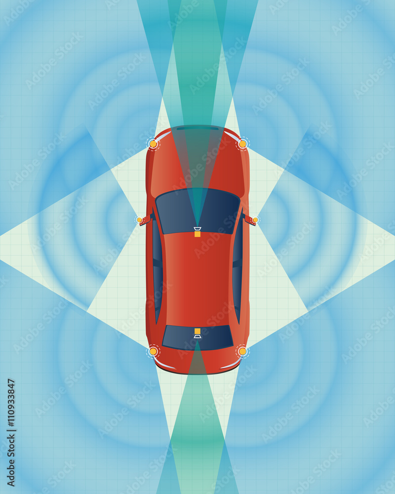 Remote Sensing System of Vehicle. various cameras and sensors, smart ...