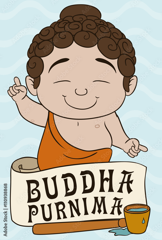 Baby Buddha Ready to Bath Tradition in Vesak, Vector Illustration Stock ...