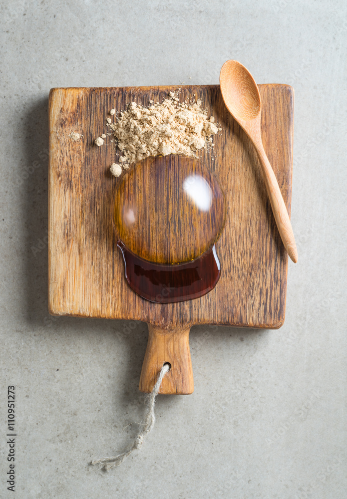Food trend raindrop cake made from mineral water and agar agar served ...