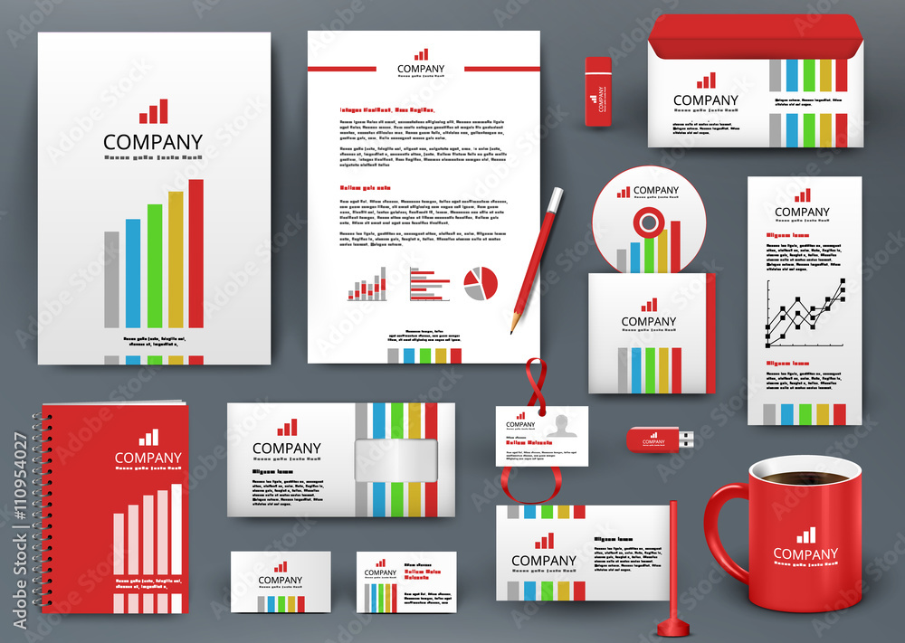 Professional universal branding design kit with color lines. Corporate ...