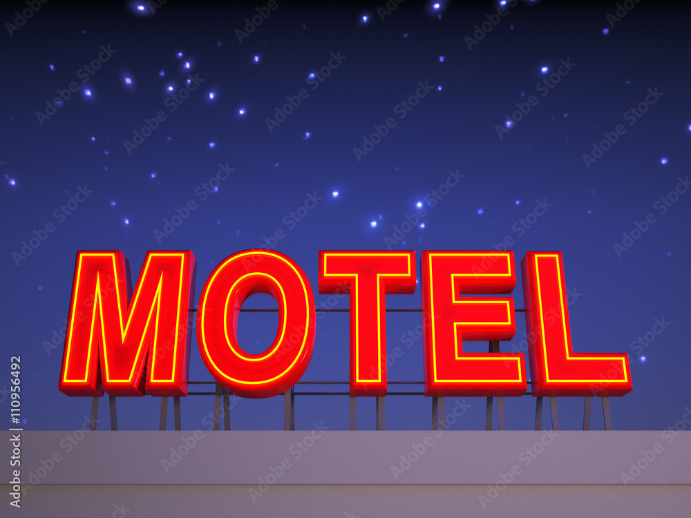 Neon motel sign with a night sky. Stock Photo | Adobe Stock